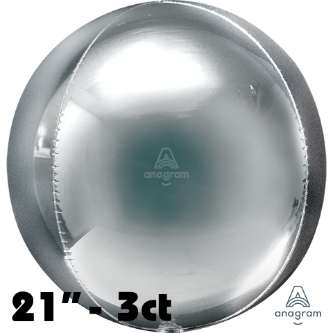 21 Inch Orbz Jumbo Silver Foil Balloon Anagram 3ct