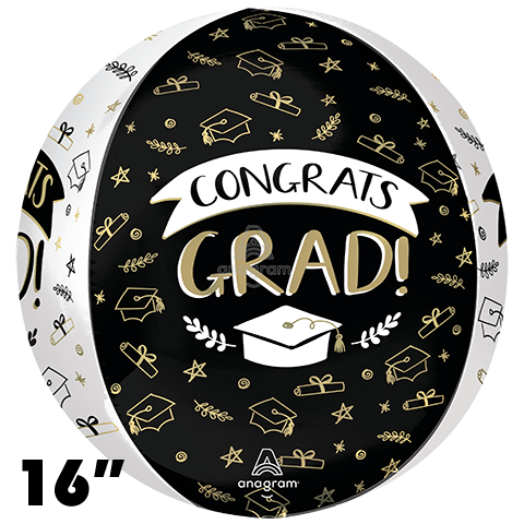 16 Inch Orbz Sketched Grad Icons Foil Balloon Anagram 1ct