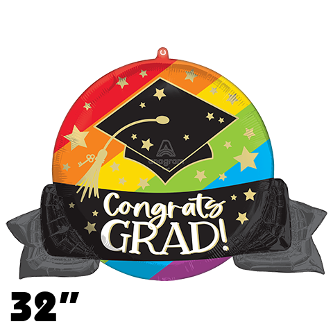 32 Inch Shape Bold Rainbow Grad Foil Balloon Anagram 1ct