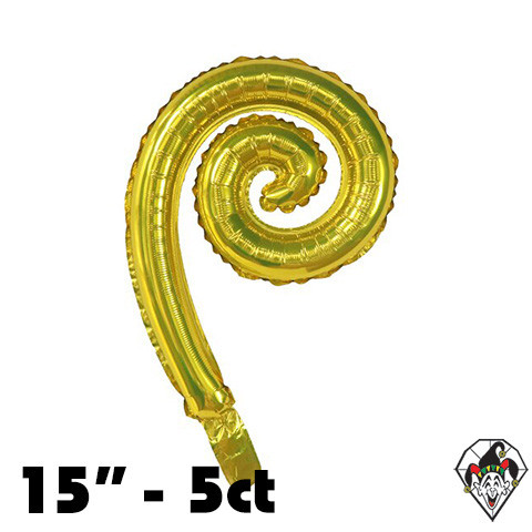 15 Inch Curly Gold Foil Balloon 5ct
