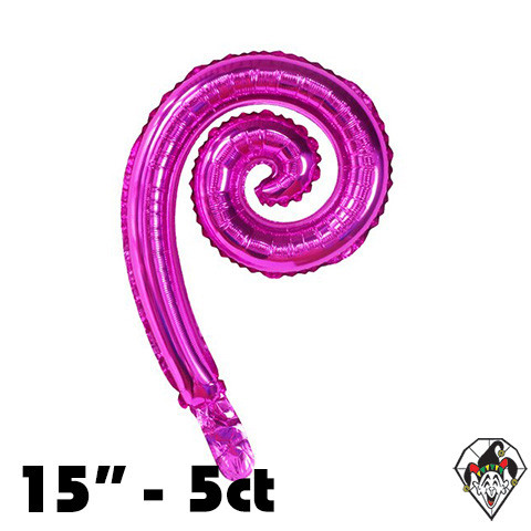 15 Inch Curly Fuchsia Foil Balloon 5ct