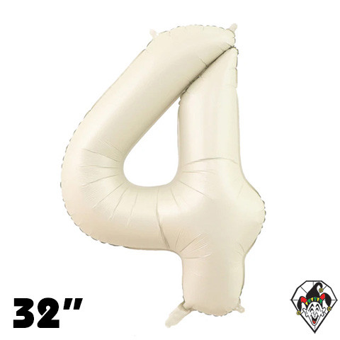 32 Inch Number 4 Creamy White Foil Balloon 1ct