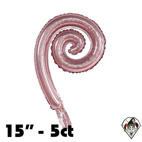 15 Inch Curly Light Pink Foil Balloon 5ct