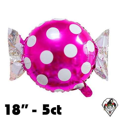 18 Inch Candy Polka Dots Pink Foil Balloon 5ct