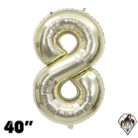 40 Inch Number 8 White Gold Balloon 1ct