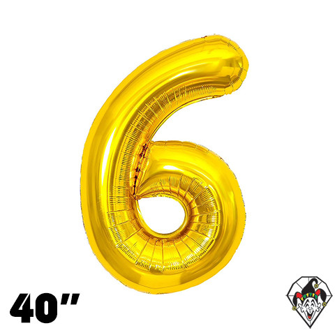 40 Inch Number 6 Gold Foil Balloon 1ct