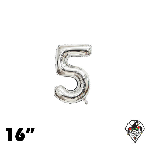 16 Inch Number 5 Silver Foil Balloon 1ct