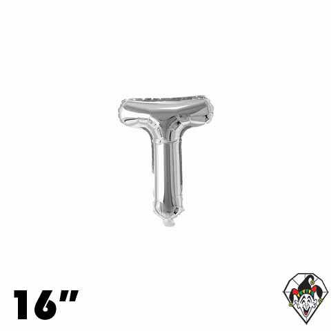 16 Inch Letter T Silver Foil Balloon 1ct