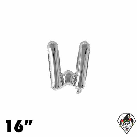 16 Inch Letter W Silver Foil Balloon 1ct