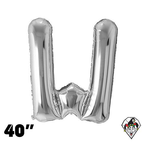 40 Inch Letter W Silver Foil Balloon 1ct