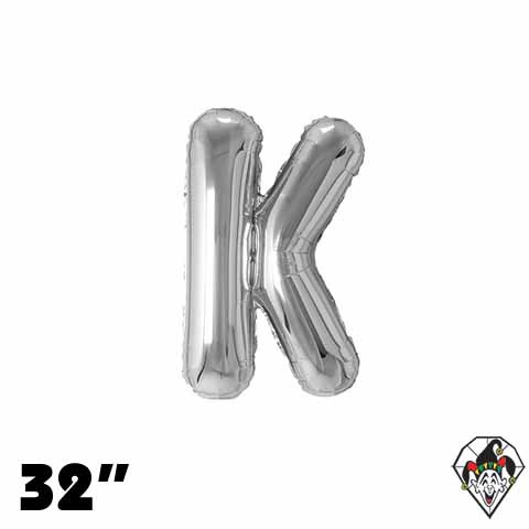 32 Inch Letter K Silver Foil Balloon 1ct