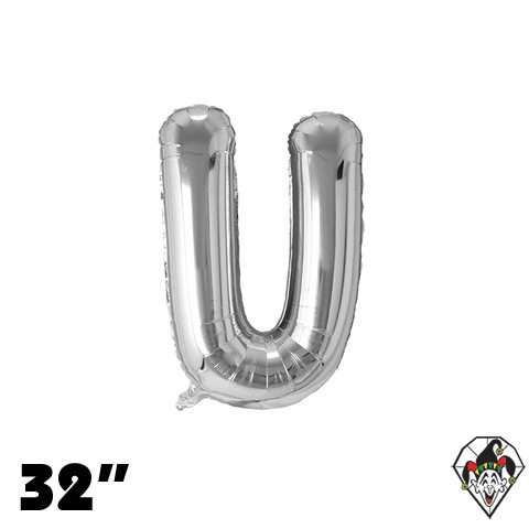 32 Inch Letter U Silver Foil Balloon 1ct