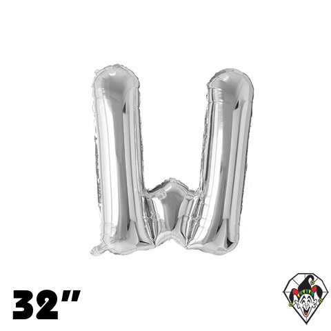 32 Inch Letter W Silver Foil Balloon 1ct