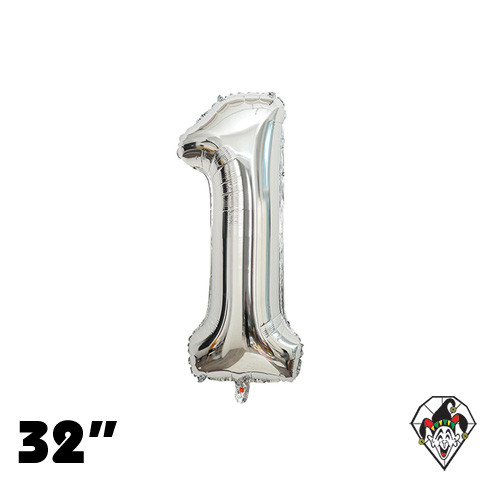 32 Inch Number 1 Silver Foil Balloon 1ct