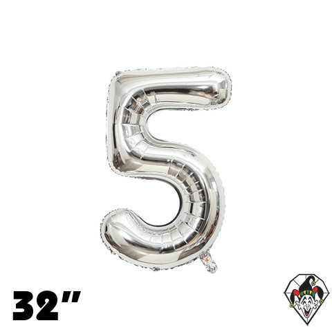 32 Inch Number 5 Silver Foil Balloon 1ct