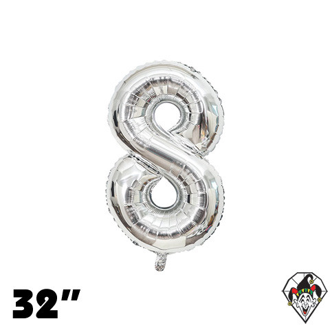 32 Inch Number 8 Silver Foil Balloon 1ct