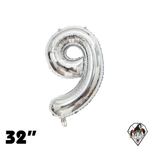 32 Inch Number 9 Silver Foil Balloon 1ct