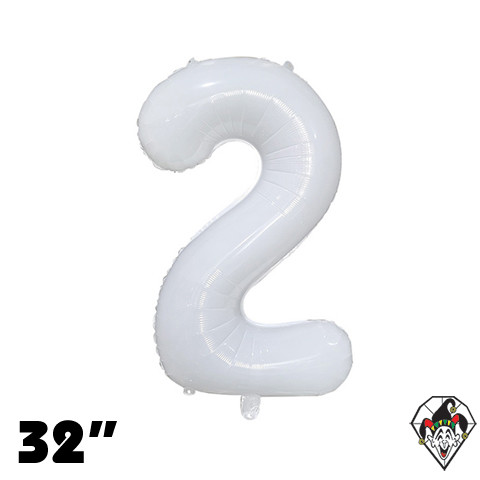 32 Inch Number 2 Milky White Foil Balloon 1ct