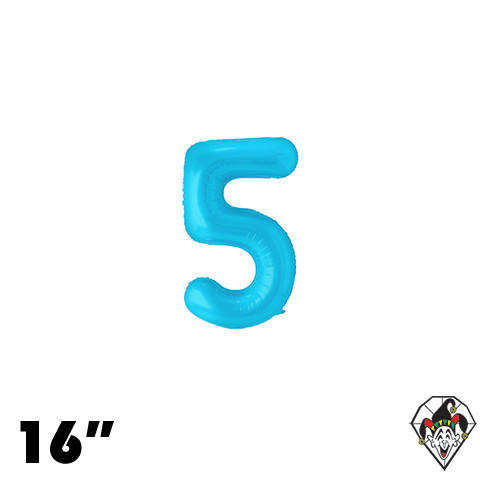 16 Inch Number 5 Blue Foil Balloon 1ct