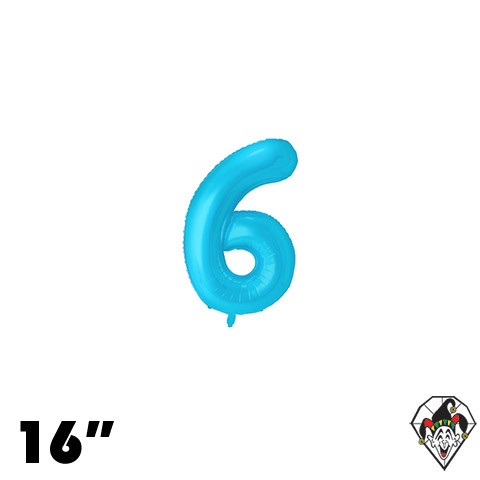 16 Inch Number 6 Blue Foil Balloon 1ct