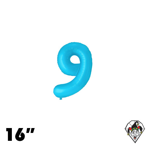 16 Inch Number 9 Blue Foil Balloon 1ct