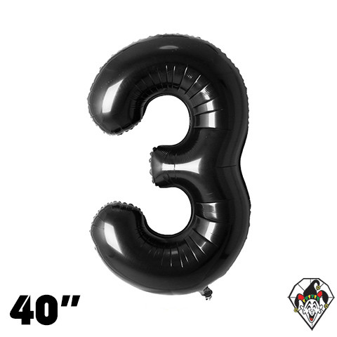 40 Inch Number 3 Black Foil Balloon 1ct