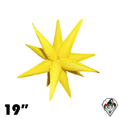 19 Inch Starburst Vivid Yellow Foil Balloon 1ct (12 Spikes)