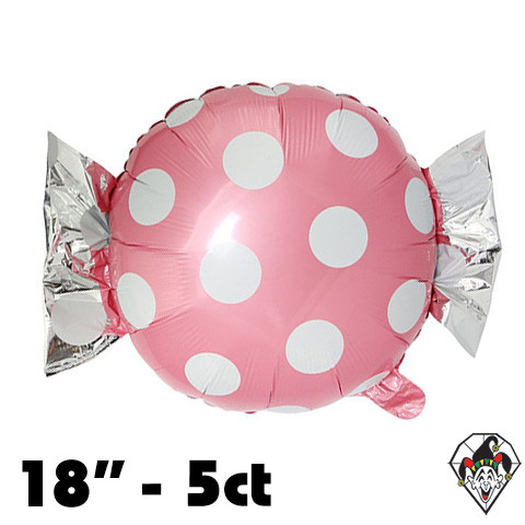 18 Inch Candy Polka Dots Light Pink Foil Balloon 5ct