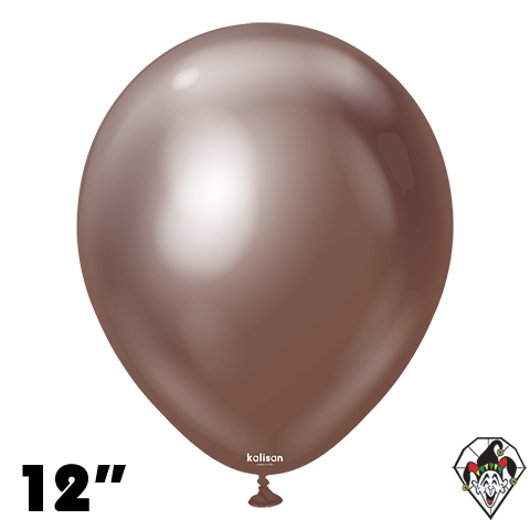 12 Inch Round Mirror Chocolate Balloons Kalisan 50ct