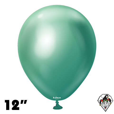 12 Inch Round Mirror Green Balloons Kalisan 50ct