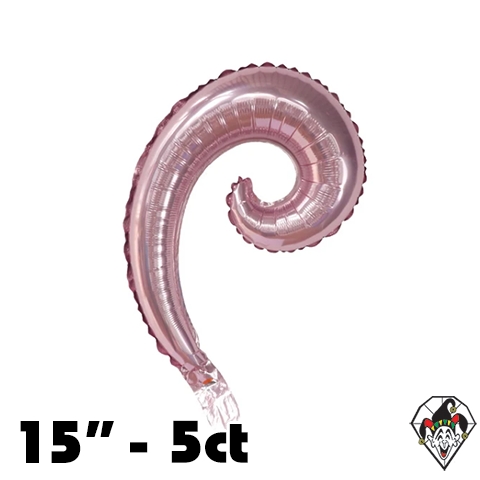 15 Inch Curly Wave Light Pink Foil Balloon 5ct