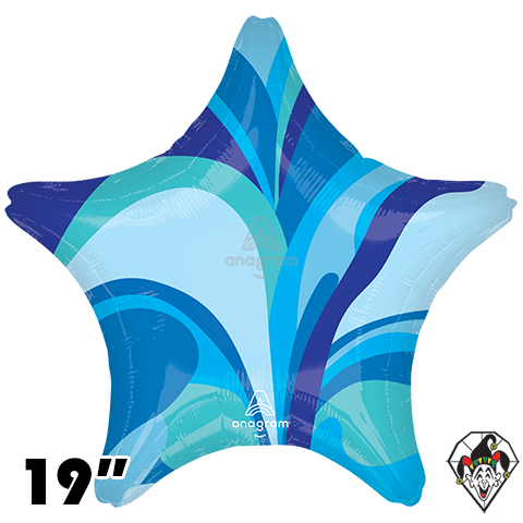 19 Inch Star Blue Macro Marble Balloon Anagram 1ct