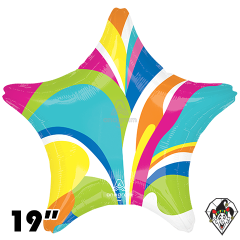 19 Inch Star Vibrant Macro Marble Balloon Anagram 1ct