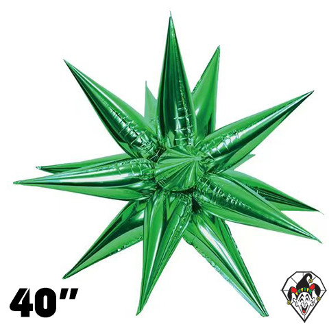 40 Inch Starburst Green Foil Balloon 1ct (12 Spikes)