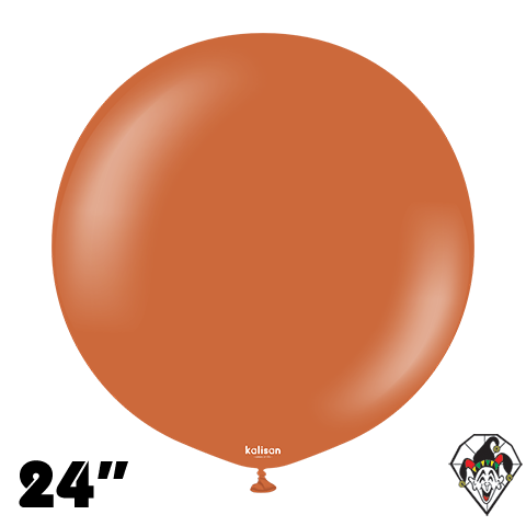 24 Inch Round Retro Rust Orange Balloons Kalisan 2ct