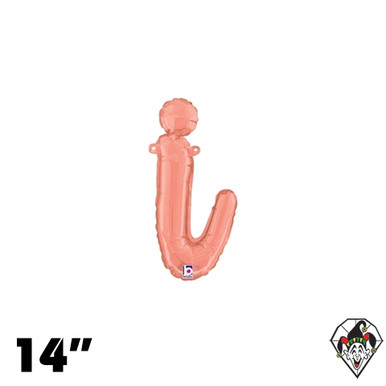 Betallic 14 Inch Script Letter I Rose Gold Foil Balloon 1ct