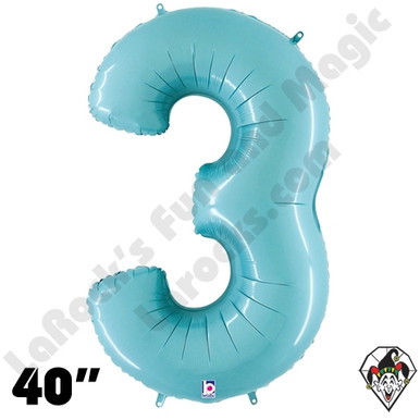 Betallic 40 Inch Number 3 Pastel Blue Megaloon Foil Balloon 1ct