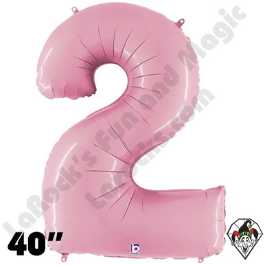 Betallic 40 Inch Number 2 Pastel Pink Megaloon Foil Balloon 1ct