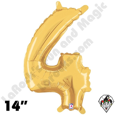 Betallic 14 Inch Number 4 Gold Foil Megaloon Balloon 1ct
