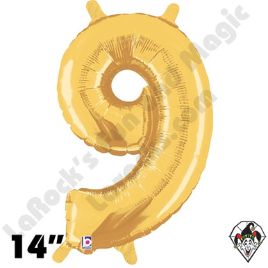 Betallic 14 Inch Number 9 Gold Foil Megaloon Balloon 1ct