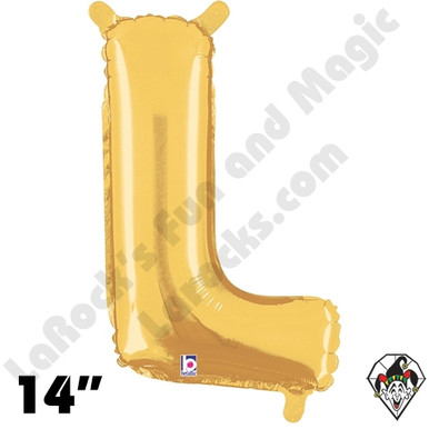 Betallic 14 Inch Letter L Gold Foil Megaloon Balloon 1ct