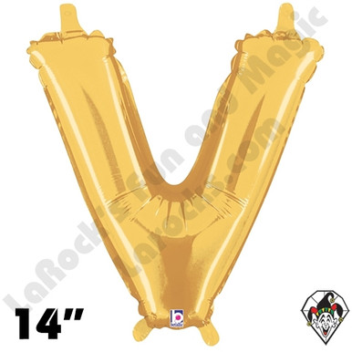 Betallic 14 Inch Letter V Gold Foil Megaloon Balloon 1ct