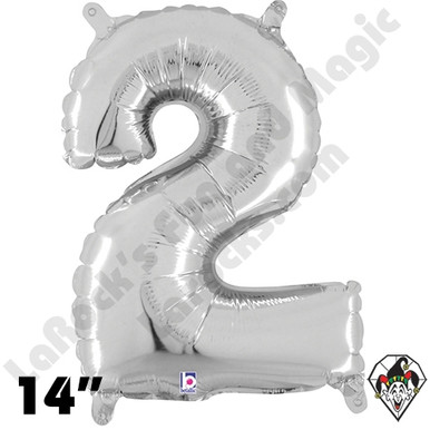 Betallic 14 Inch Number 2 Silver Foil Megaloon Balloon 1ct