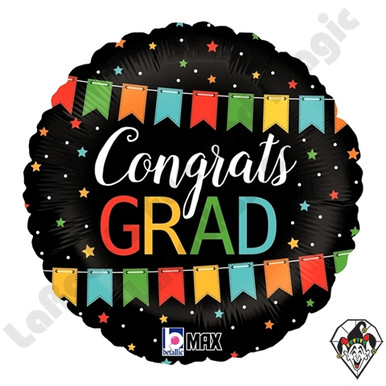 18 Inch Round Max Float Congrats Grad Banner Foil Balloon Betallic 1ct