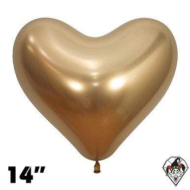 Sempertex 14 Inch Heart Reflex Gold Balloon 50ct