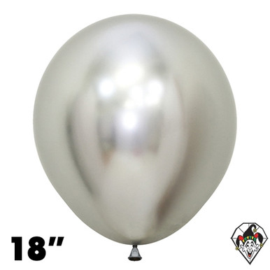 Sempertex 18 Inch Round Reflex Silver Balloons 15ct