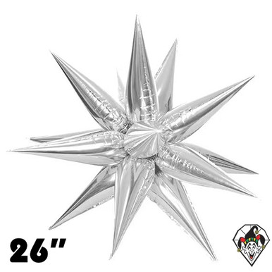 26 Inch Starburst Silver Foil Balloon 1ct (12 Spikes)