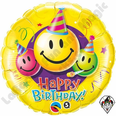 18 Inch Birthday Smiley Faces Foil Balloons
