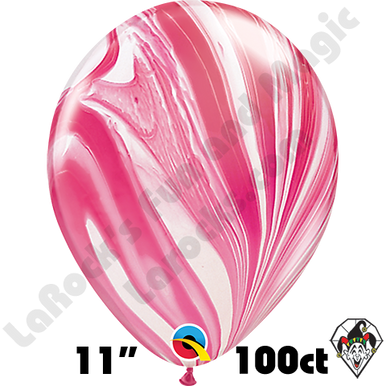 Qualatex 11 Inch Round Red & White Superagate Balloons 100ct