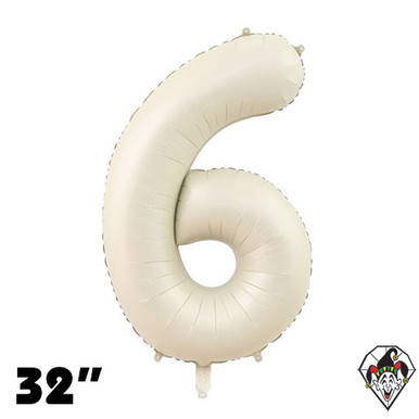 32 Inch Number 6 Creamy White Foil Balloon 1ct
